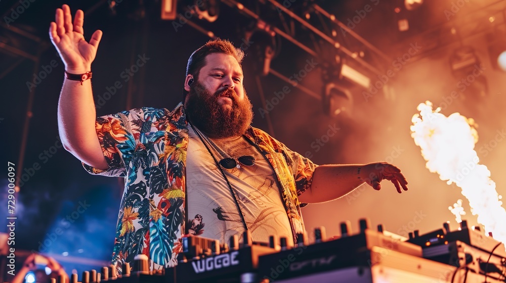 "Beats & Bliss: Bearded Chubby DJ Commanding the Stage at a Grand Music ...