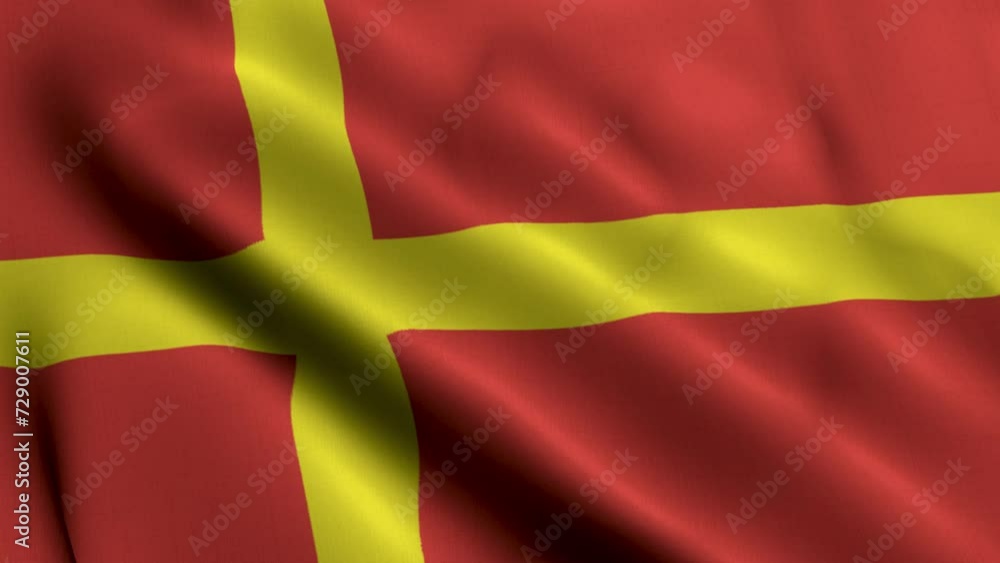 The Scanian Flag in South of Sweden Province of Skane. Waving Fabric Satin Texture Flag of Skane ...