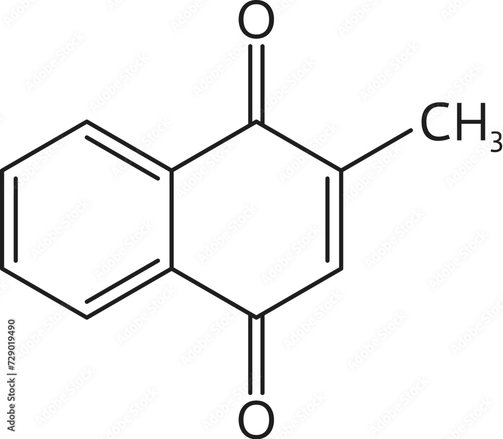 Vitamin k3 or menadione molecular formula c11h8o2. Isolated vector ...
