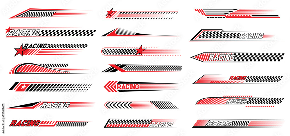 Red race sport car stripe stickers, racing line decals. Bike ...