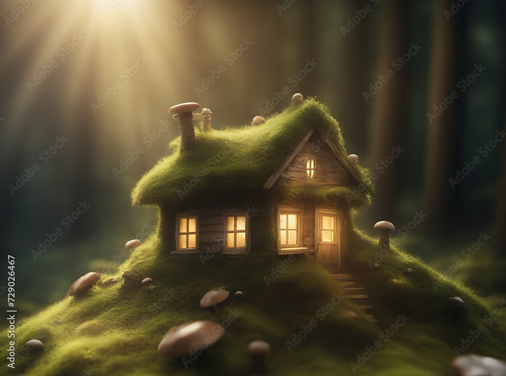 Tiny magical house from fairy tale for dwarfs, gnomes and imps. Magical ...