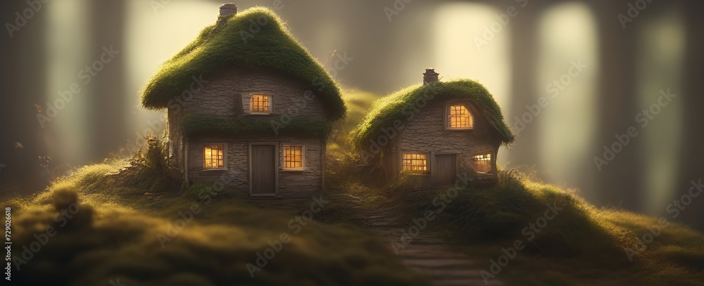 Tiny magical house from fairy tale for dwarfs, gnomes and imps. Magical ...