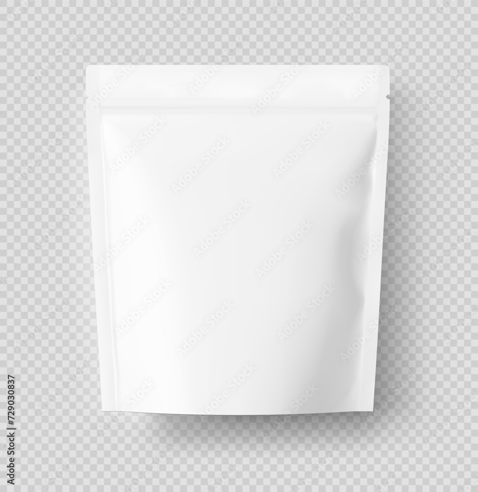 Realistic stand up pouch bag mockup with shadow. Vector illustration on ...