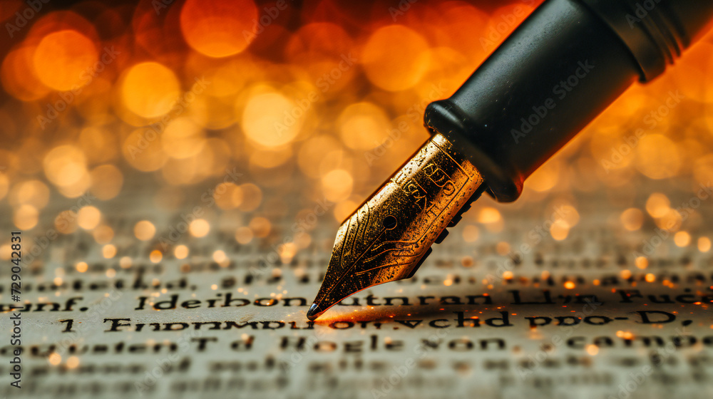 Vintage book and pen setup, symbolizing writing, literature, and ...