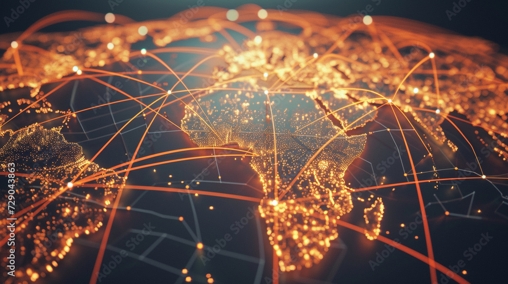 Stylized Map with Shipping Routes Connecting Countries - Delivery ...