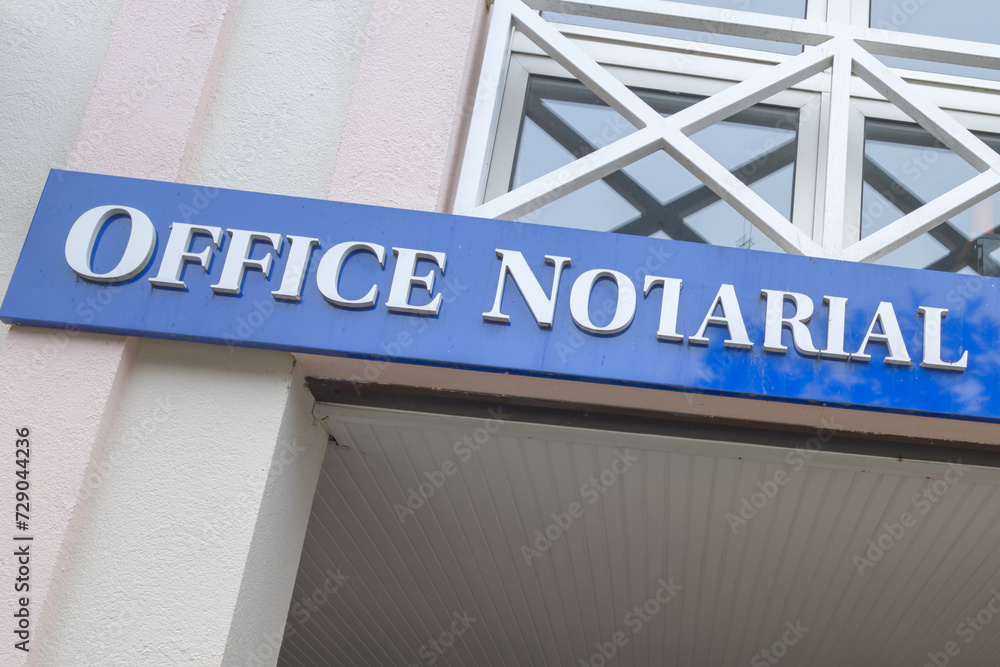 office notarial notaire french text sign and agency notary logo in wall ...
