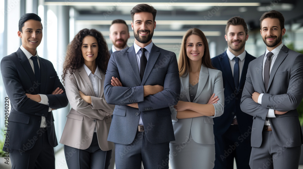 Corporate staff portrayed in a professional setting, featuring a ...