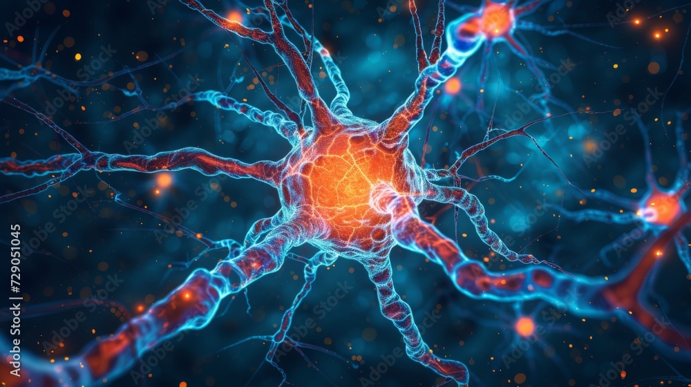 A neuron, which is a critical component of the nervous system. The ...