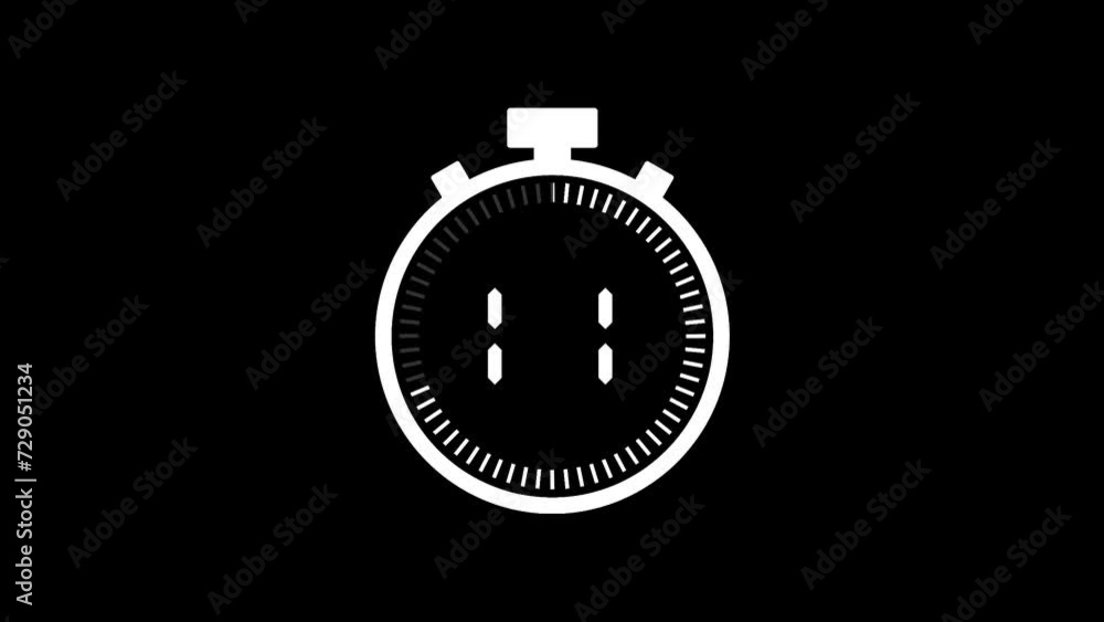 Vidéo Stock 15 second countdown timer animation from 15 to 0 seconds. Modern white stopwatch ...