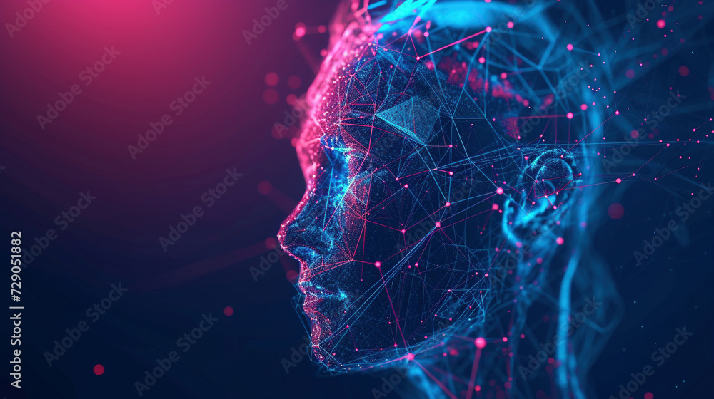 Futuristic Ai Cyborg Profile with Digital Interface Elements Stock ...