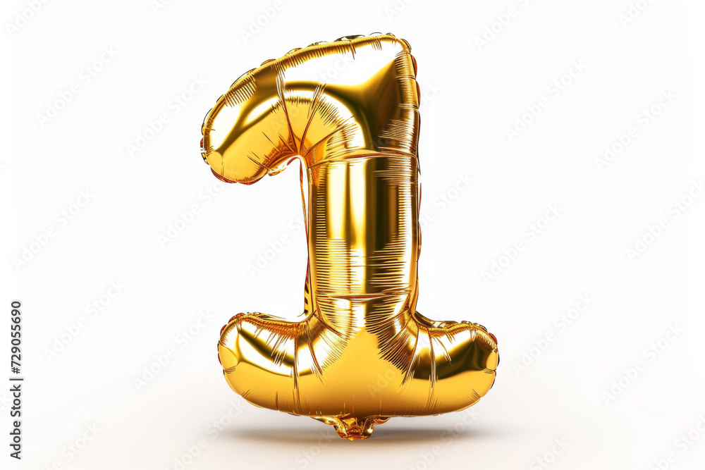 3d gold balloon number "1" new year realistic isolated vector. Stock ...