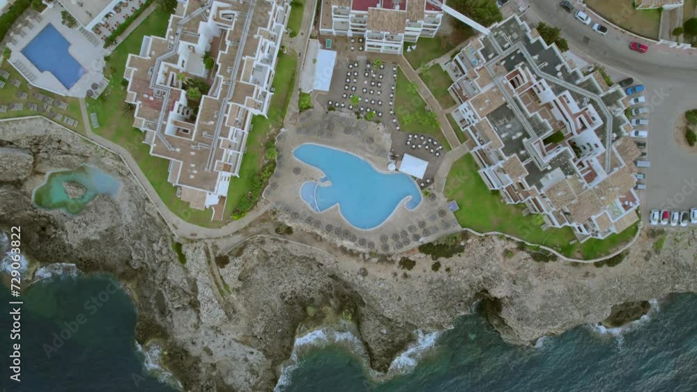 A high-altitude aerial captures the Mallorca, Spain coastline ...