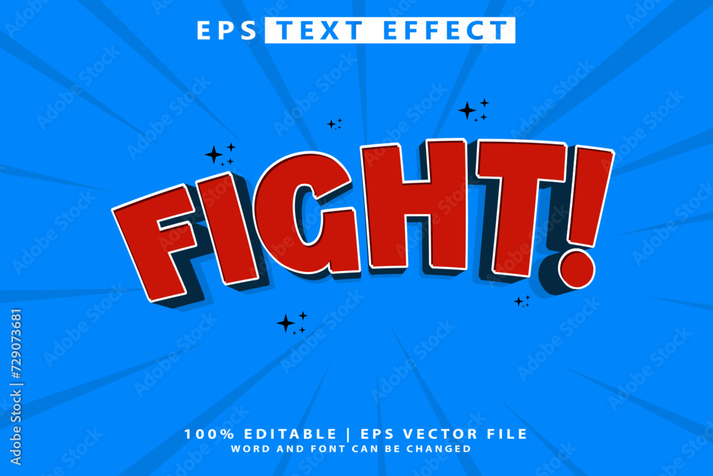 Modifiable text effect Premium vector fighting comic style 3D cartoon ...