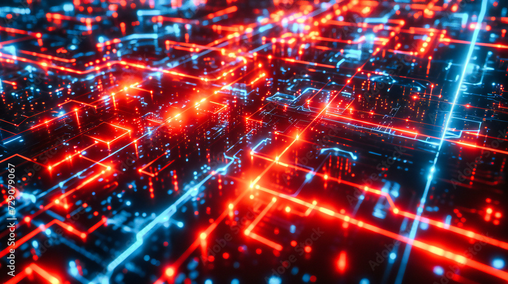 Abstract and futuristic technology concept, featuring digital network ...