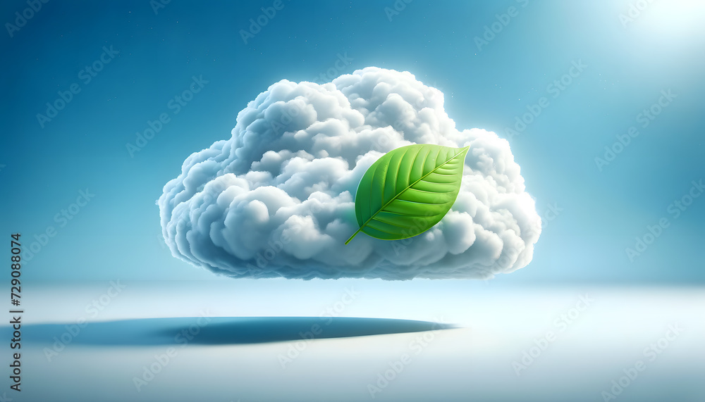 Green leaf and cloud. Carbon dioxide emission reduction and net zero ...