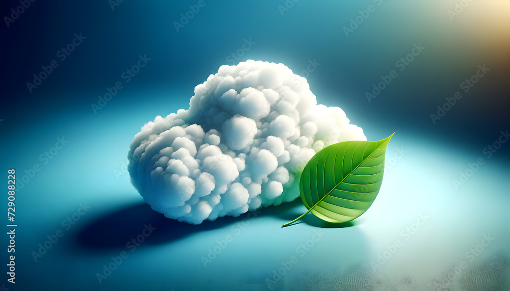 Green leaf and cloud. Carbon dioxide emission reduction and net zero ...