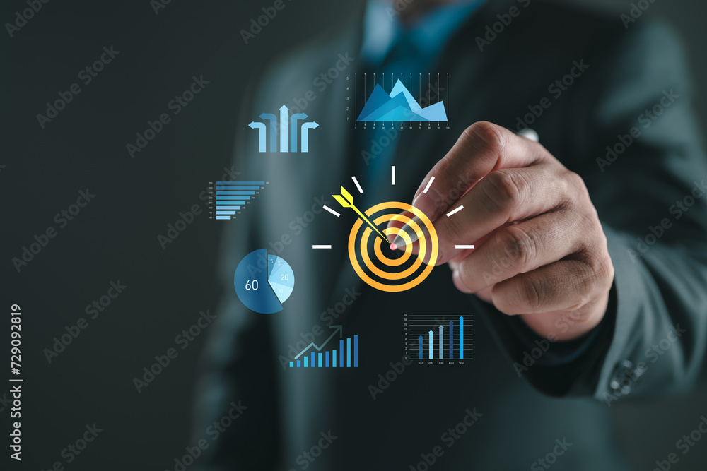 Businessman showing business target planning development leadership and ...