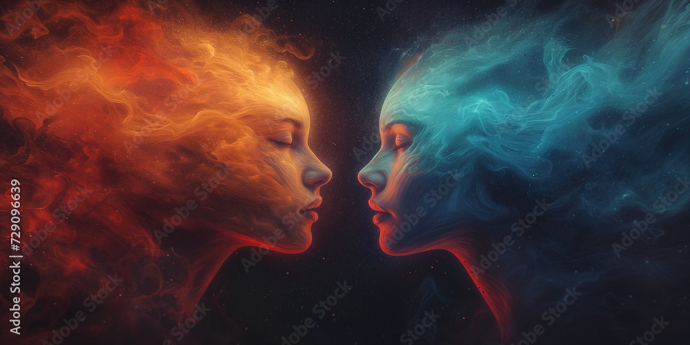 Telepathic communication human mind, communitcation, visualizing of ...