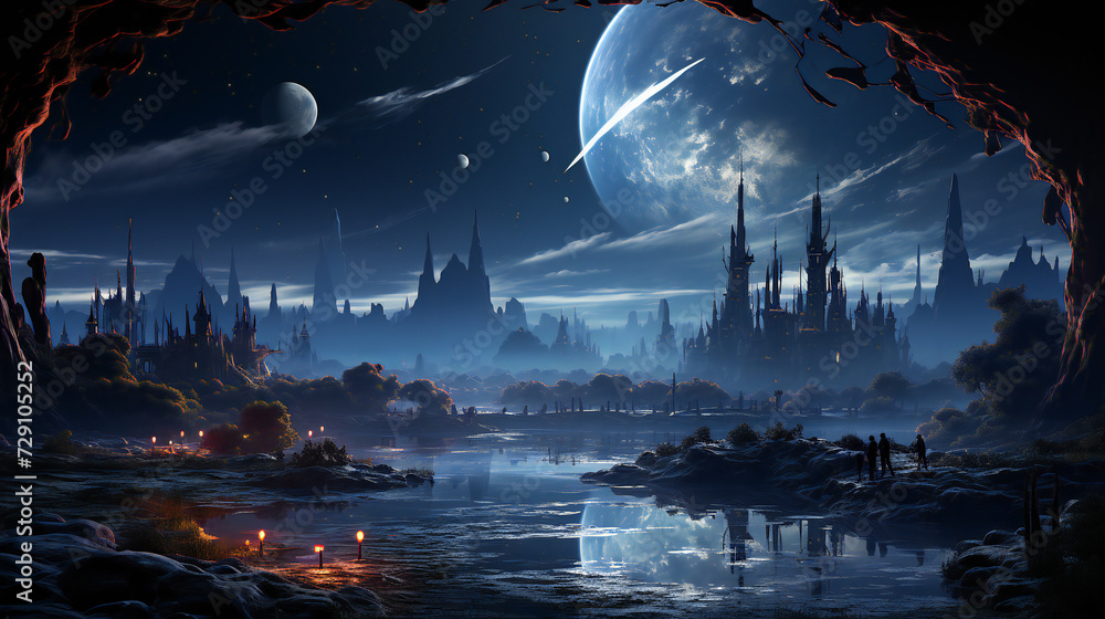 Stellar scenery, galaxies, planets, space, futuristic world, space ...