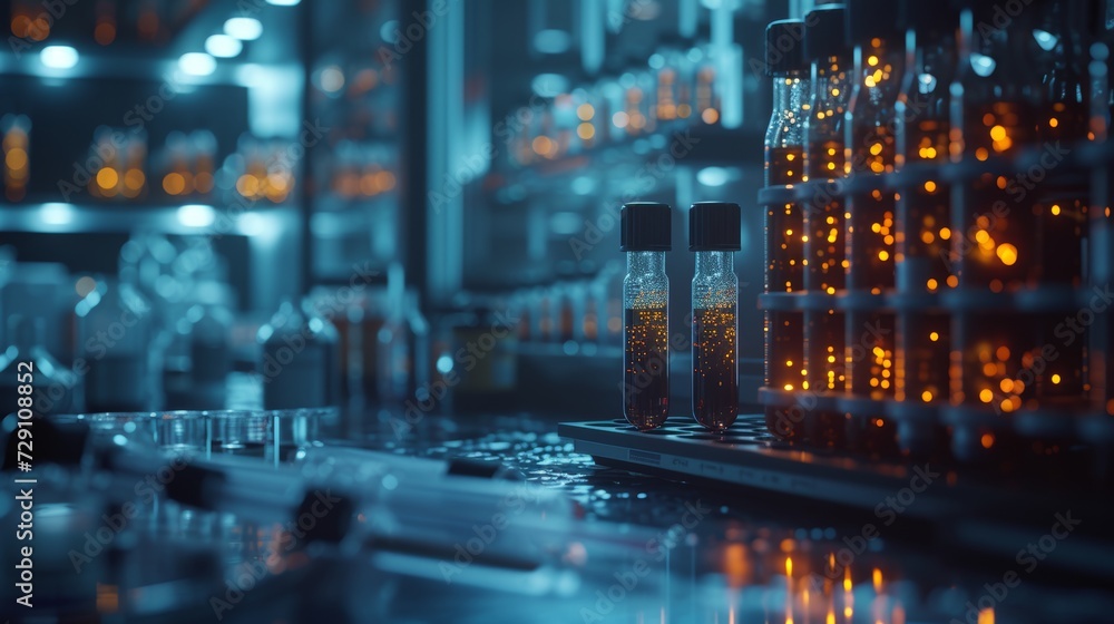 Human biology and pharmaceutical technology on a laboratory background ...