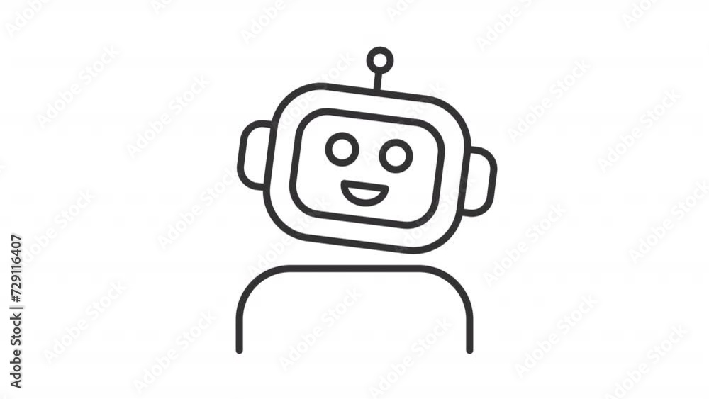Animated robot speaking icon. Artificial intelligence, machine learning ...