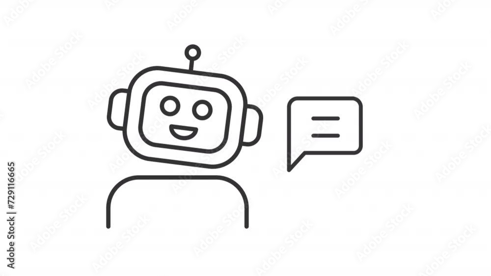 Animated talking chatbot icon. Chatbot, modern smart assistant line ...