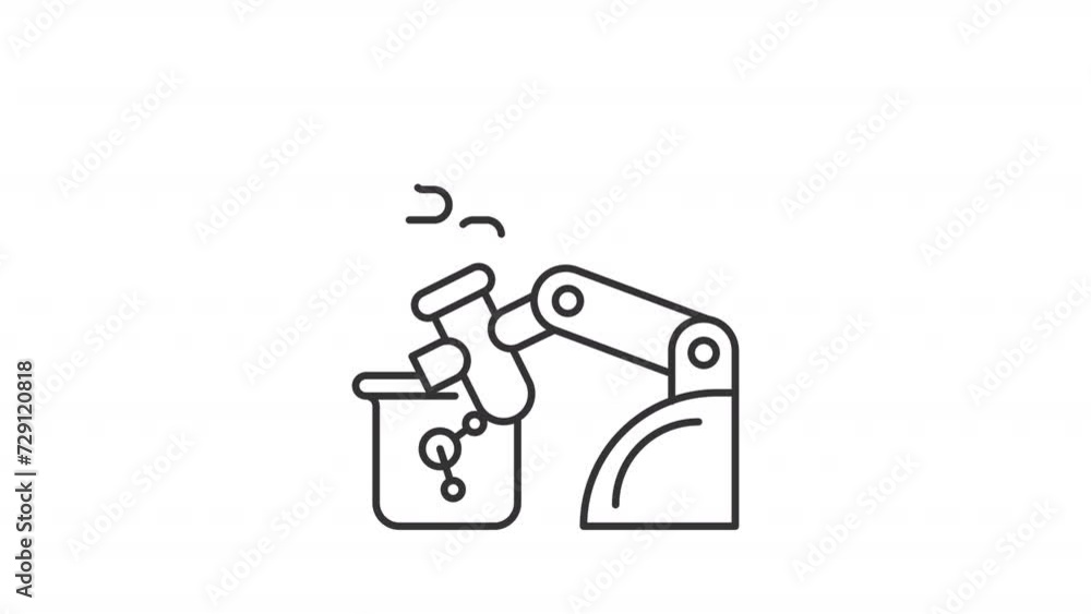 Animated robotic lab assistant icon. Laboratory smart assistance line ...