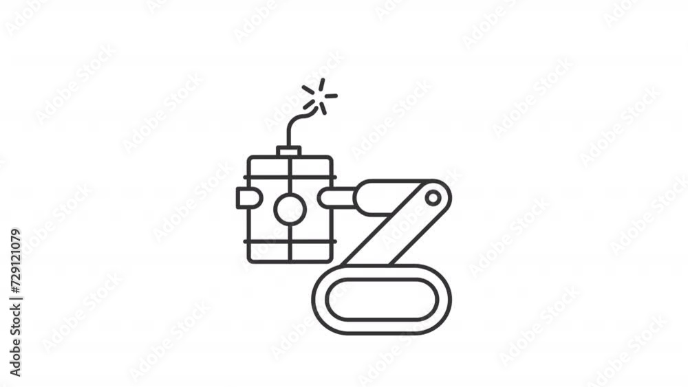 Animated robot defusing bomb icon. Automation technology bomb disarming ...