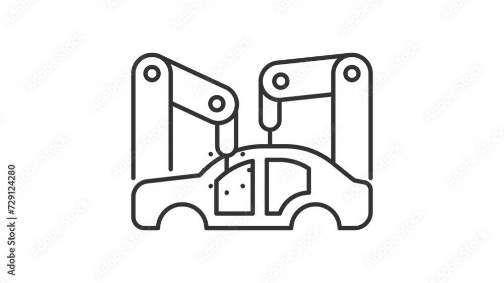 Animated robotics automation icons. Industrial revolution line ...