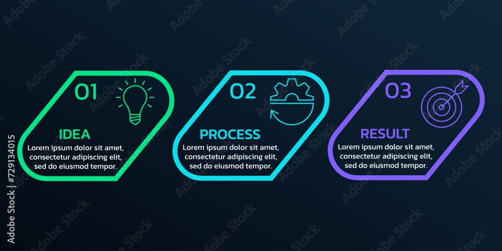 3 step info graphic. Process diagram, chart with business icons. Three ...