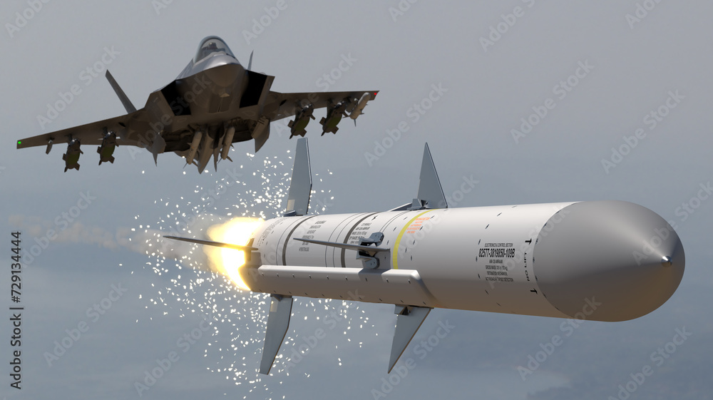 AIM-120 AMRAAM (Advanced Medium-Range Air-to-Air Missile) - American guided medium-range air-to ...