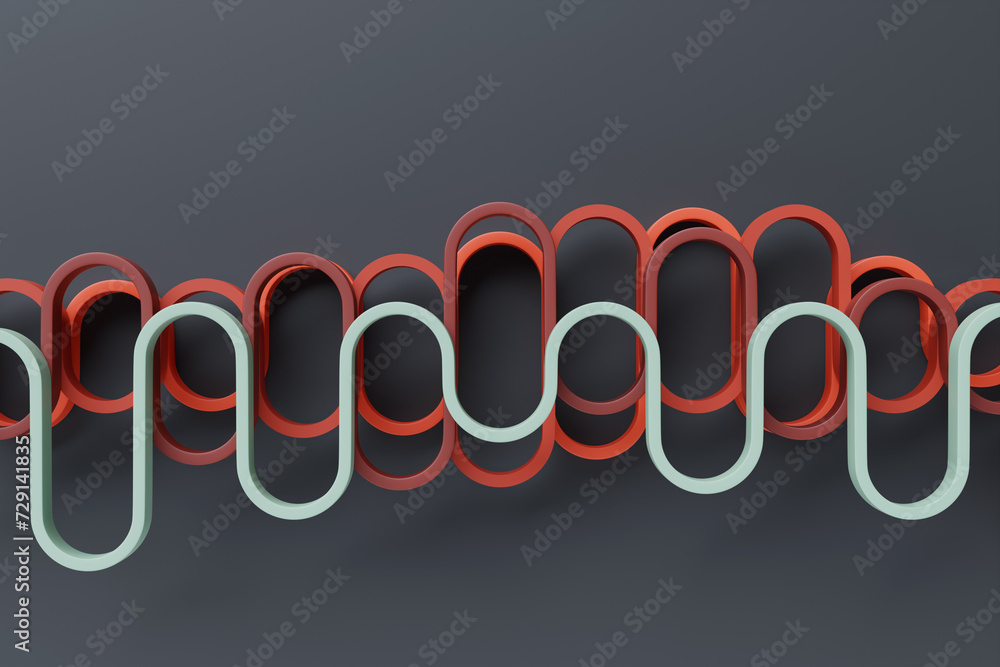 3d illustration of design colorful abstract wave on a gray background ...