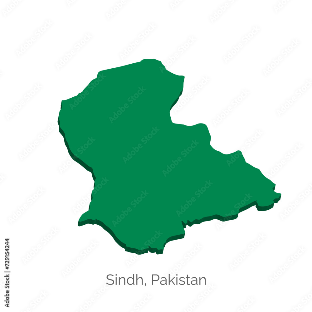 Sindh state of Pakistan map vector, illustration. Modern 3d Map of ...