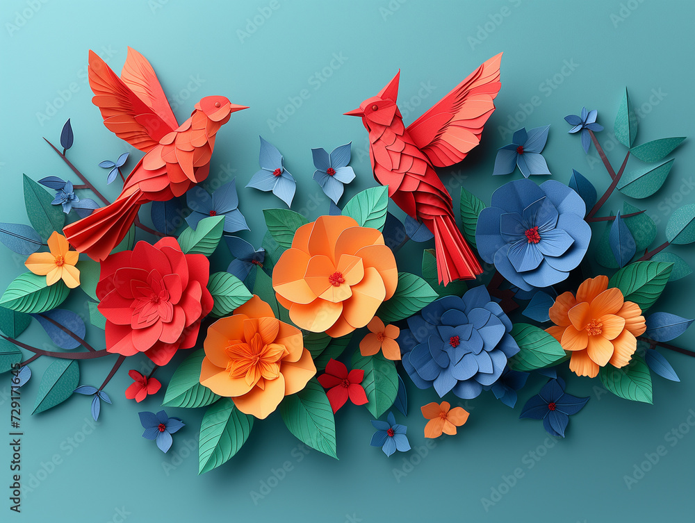 Papercraft of birds Stock Photo | Adobe Stock