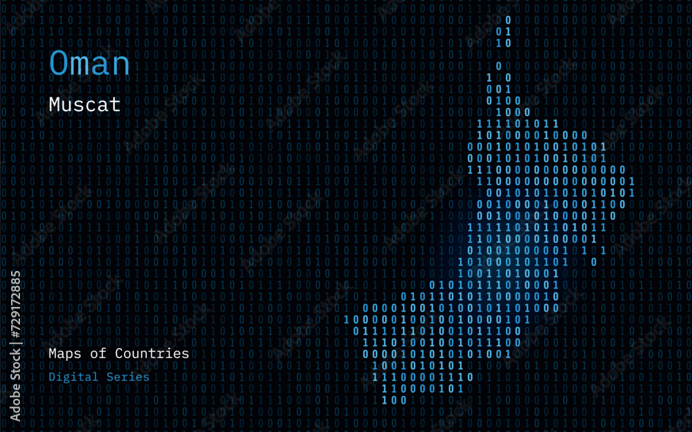 Oman Map Shown in Binary Code Pattern. TSMC. Matrix numbers, zero, one. World Countries Vector ...