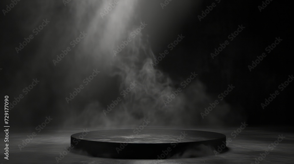 Podium black dark smoke background product platfor abstract stage ...