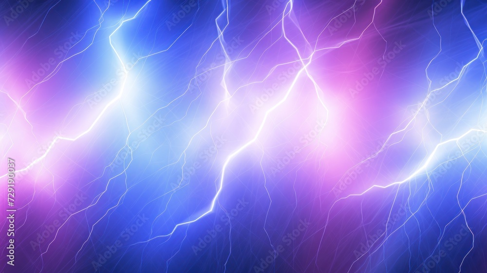 Intense Electric Lightning Bolts Radiating Through a Dynamic Purple and ...