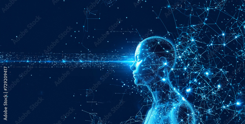 head with binary code, head with binary code background, a schematic ...