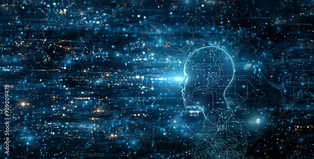 head with binary code, head with binary code background, a schematic ...