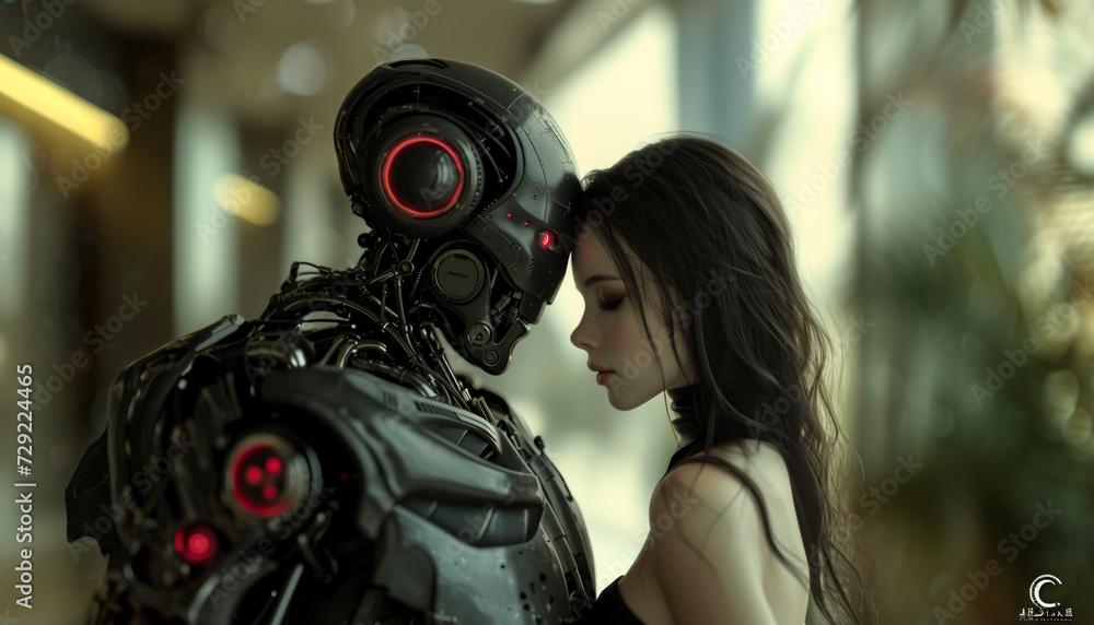 robot serial killer is murdering a beautif Stock Illustration | Adobe Stock