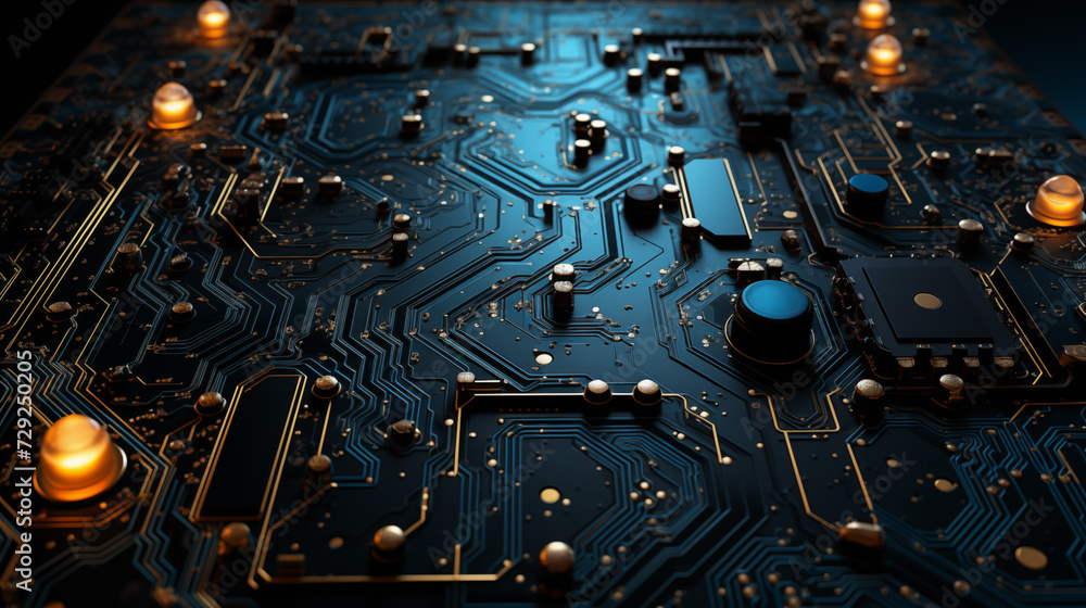 Electronic circuit board close up. CPU chip on Motherboard. Abstract 3D ...
