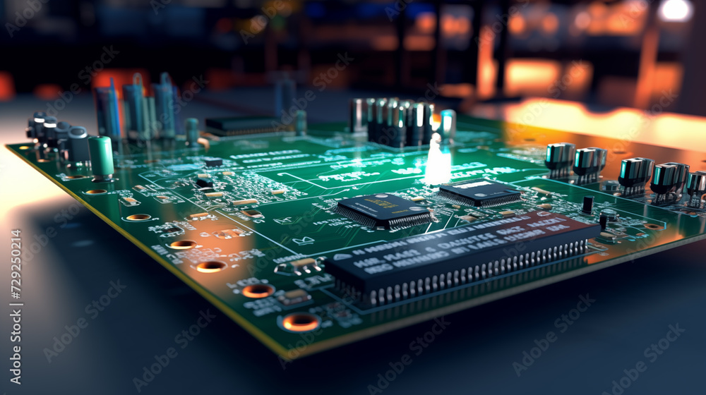 Electronic circuit board close up. CPU chip on Motherboard. Abstract 3D ...