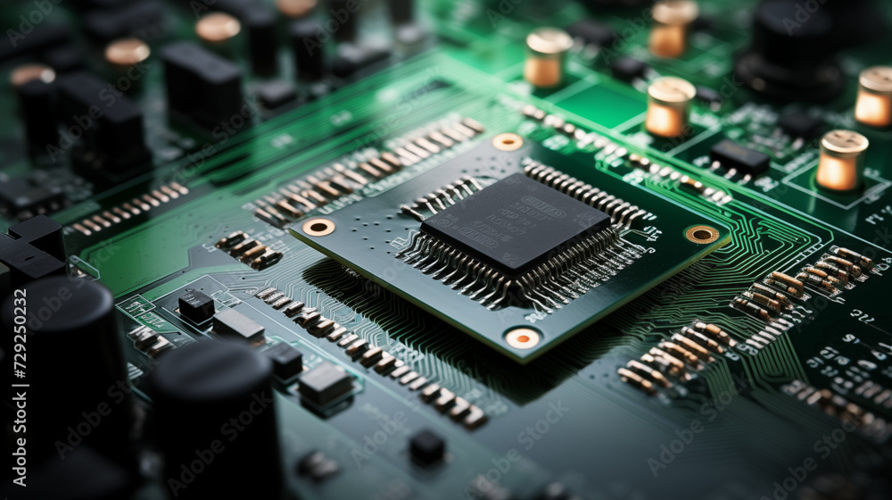 Electronic circuit board close up. CPU chip on Motherboard. Abstract 3D ...