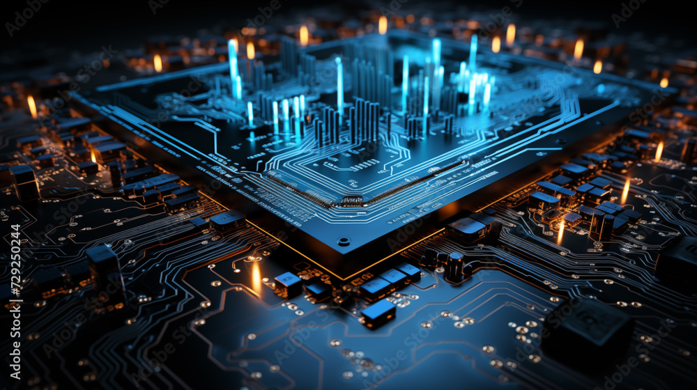 Electronic circuit board close up. CPU chip on Motherboard. Abstract 3D ...