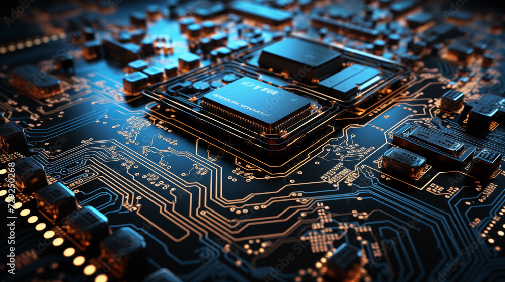 Electronic circuit board close up. CPU chip on Motherboard. Abstract 3D ...