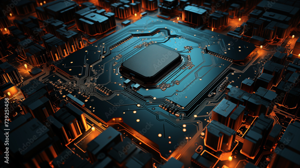 Electronic circuit board close up. Circuit board background. CPU chip ...