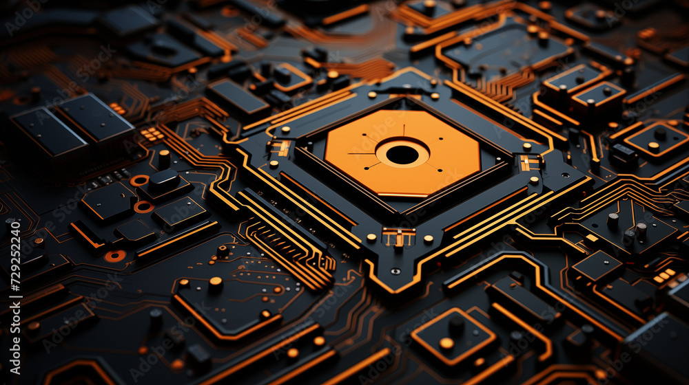Electronic circuit board close up. CPU chip on Motherboard. Abstract 3D ...