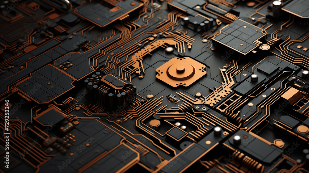 Electronic circuit board close up. CPU chip on Motherboard. Abstract 3D ...