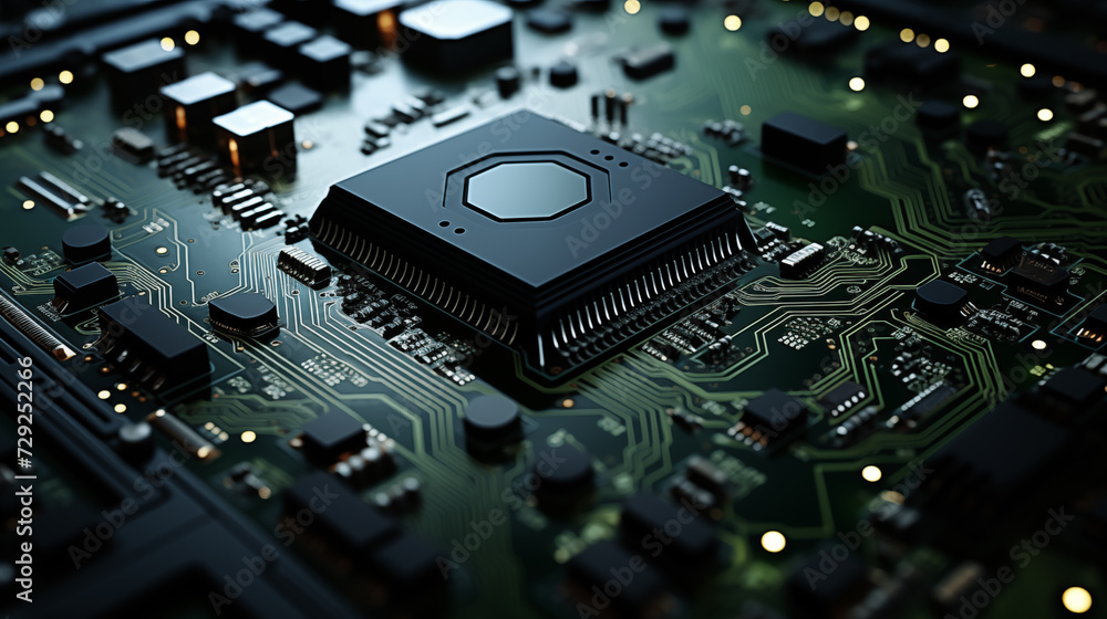 Electronic circuit board close up. CPU chip on Motherboard. Abstract 3D ...