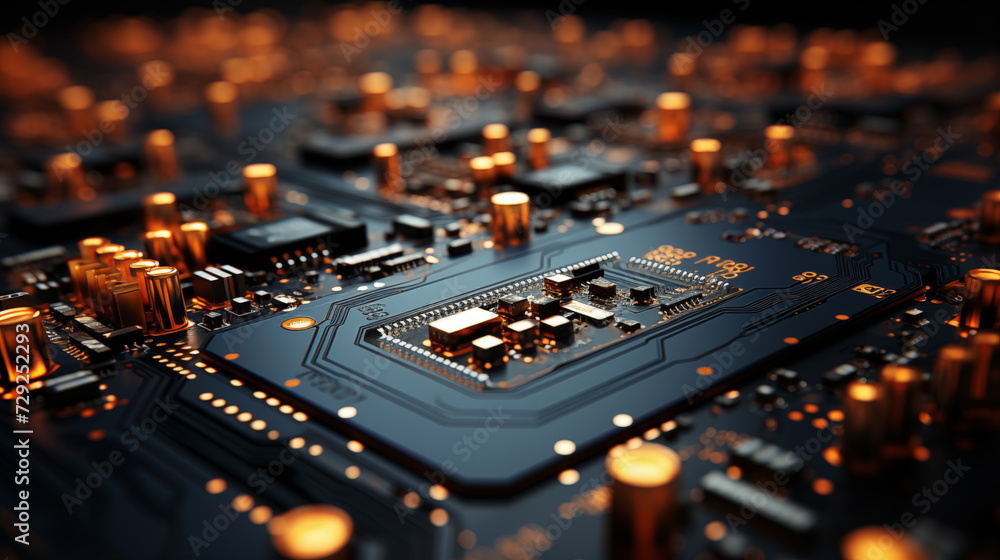 Electronic circuit board close up. CPU chip on Motherboard. Abstract 3D ...